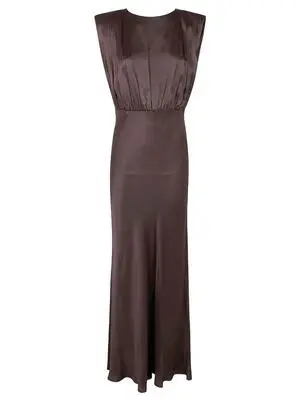 SEMICOUTURE Satin Maxi Dress - Brown