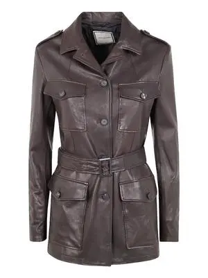 Tagliatore Clea Lamb Leather Jacket - Brown
