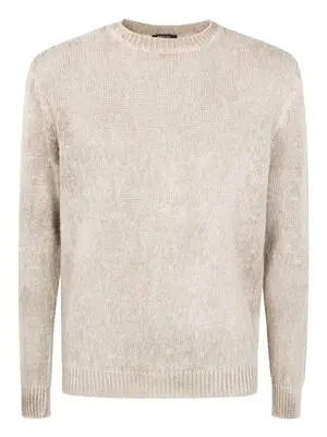 Avant Toi Hand-painted Brushed Linen Pullover - Brown