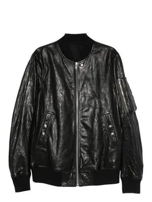 Rick Owens Leather Bomber Jacket - Black