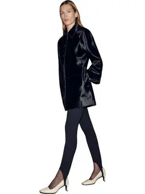 REFORMATION Veda Celine Calfhair Leather Jacket - Black