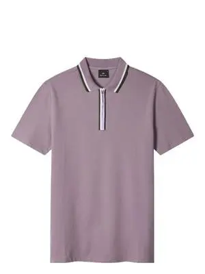 Paul Smith Washed Mauve Contrast Tipping Zip Polo Shirt - Purple