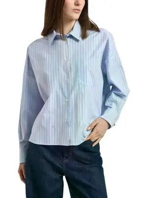 Max Mara Striped Buttoned Shirt - Blue