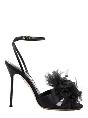 AQUAZZURA Poème Flower-embellishment Sandals - Black