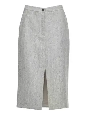 ANTONELLI FIRENZE Herringbone Midi Skirt With Front Slit