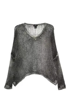 Avant Toi V-neck Open-knit Sweater - Grey