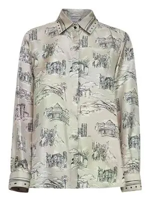 Max Mara Architectural-motif Shirt - Neutrals
