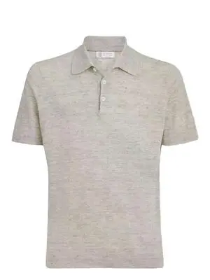 Brunello Cucinelli Linen And Cotton Knit Polo Shirt - Neutrals