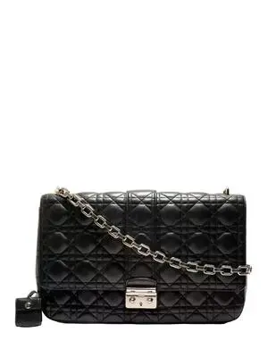 Dior Cannage Shoulder Bag With Chain Strap And Detachable Pouch - Black