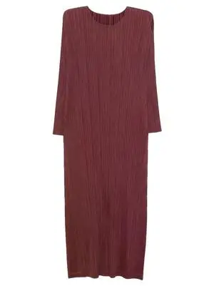 Issey Miyake Pleated Midi Dress - Red
