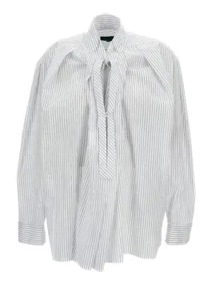 MAISON JEJIA Striped V-neck Shirt - White