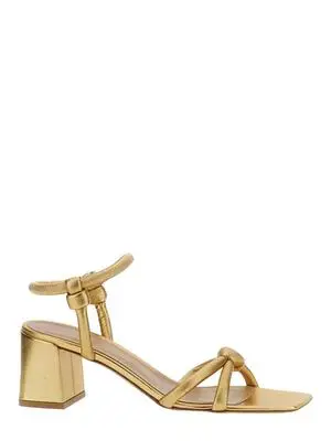 GIANVITO ROSSI Knot-detail Leather Heeled Sandals - Gold