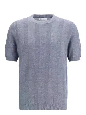 Brunello Cucinelli Short Sleeve Crew Neck Jumper - Blue