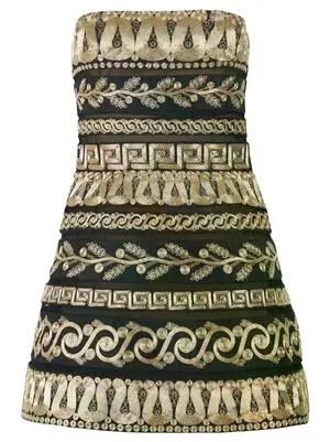 Carolina Herrera Embroidered Strapless Mini Dress - Black