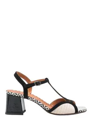 Chie Mihara Patterned T-strap Sandals - Black