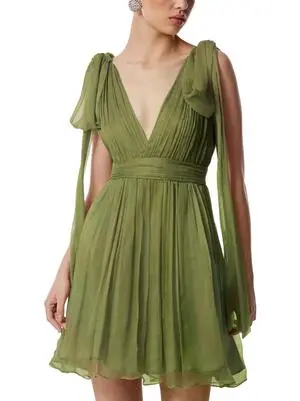 FRAMBOISE V-neck Tie Dress - Green