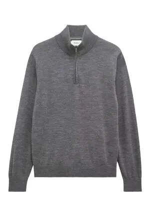 Pringle Of Scotland Quarter-zip Merino Wool Sweater - Grey