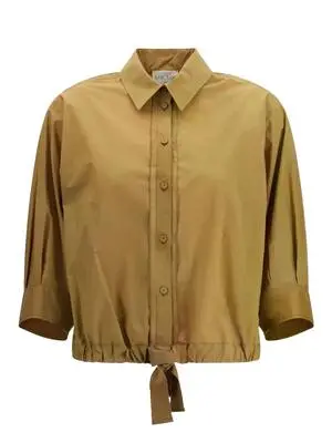 FORTE_FORTE Drawstring Half-sleeve Shirt - Neutrals