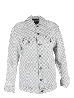 ALEXANDER WANG Checkerboard-pattern Denim Jacket - White