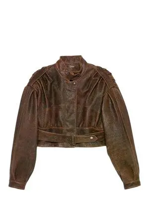Chloé Belted Leather Jacket - Brown