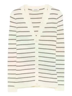 Sandro Striped V-neck Cardigan - Neutrals