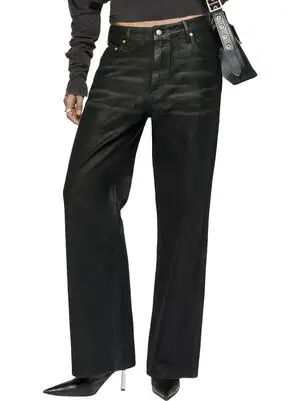 MISBHV Austin Coated Straight-leg Jeans - Black
