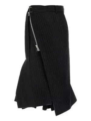 Sacai Embroidered Midi Skirt - Black