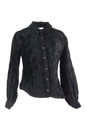 GANNI Pleated Button-down Blouse - Black