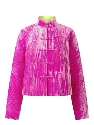 Shanghai Tang Velvet Mandarin Collar Jacket - Pink