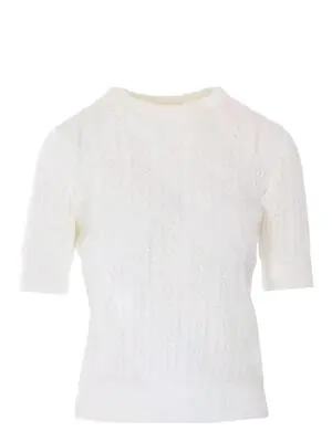 LISA YANG Crew-neck Short-sleeve Sweater - White