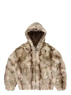 CORTEIZ Pelt Hooded Fur Jacket - Brown