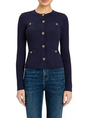TWINSET Viscose Blend Ribbed Cardigan - Blue