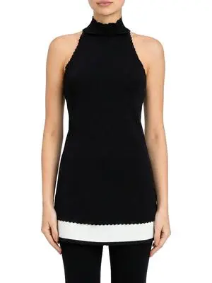 TWINSET Sleeveless Halter Neck Mini Dress - Black
