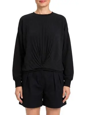 TWINSET Pleated Viscose Blend Sweatshirt With Dropped Shoulders - Black