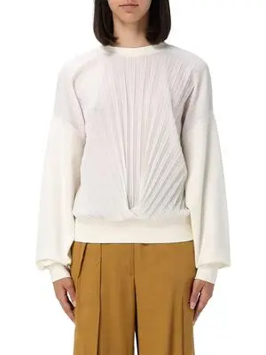 TWINSET Pleated Viscose Blend Sweatshirt With Dropped Shoulders - White