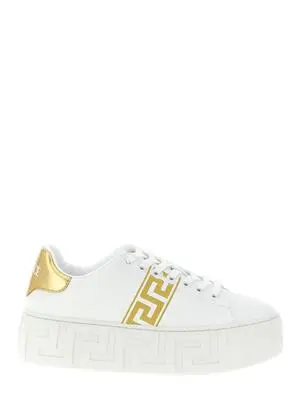 Versace La Greca Leather Platform Sneakers - Gold