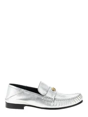 Versace La Medusa Laminated Leather Loafers - Silver
