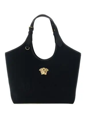 Versace Versace La Medusa Cotton Canvas Tote Bag Black