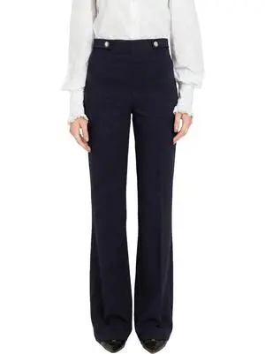 TWINSET Straight Leg Trousers In Viscose Blend - Blue