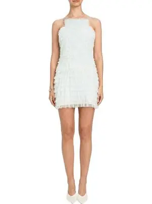 TWINSET Aquacoloured Tulle Ruffled Mini Dress - Water