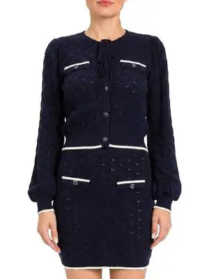TWINSET Viscose Knit Cardigan With Crew Neck And Button Closure - Blue