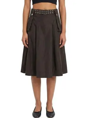 GANNI Technical Fabric A-line Midi Skirt - Brown