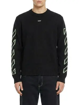 Off-White Cotton Logo Crewneck Pullover - Black