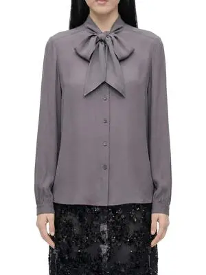 Tory Burch Tie-detailed Blouse - Grey