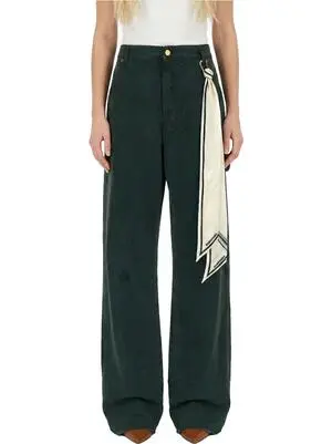 DARKPARK Cotton Wide-leg Trousers - Green