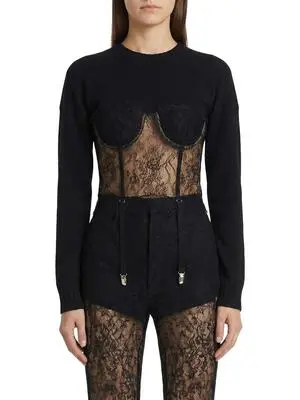 GIUSEPPE DI MORABITO Lace Detailed Long Sleeve Top