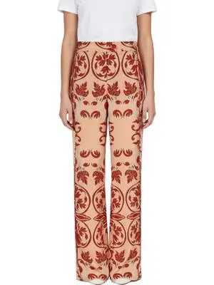 F.R.S FOR RESTLESS SLEEPERS Ethnic Print Silk Palazzo Trousers - Pink
