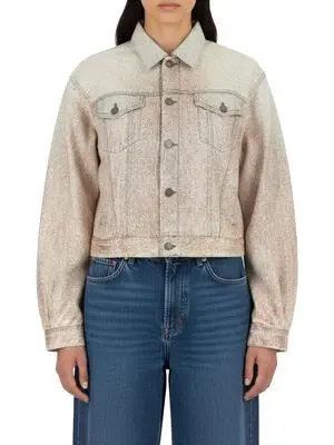 HAIKURE Abstract Pattern Denim Jacket - Grey
