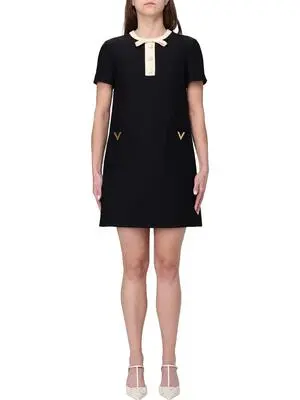 Valentino Garavani Short Sleeve Collared Dress - Black