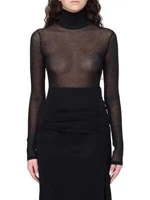MUGLER Lyocell Turtleneck Top - Black